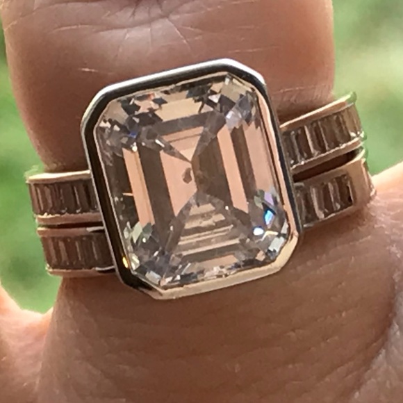 Diamonique | Jewelry | Diamonique 48 Sterling Silver Bridal Ring Set ...